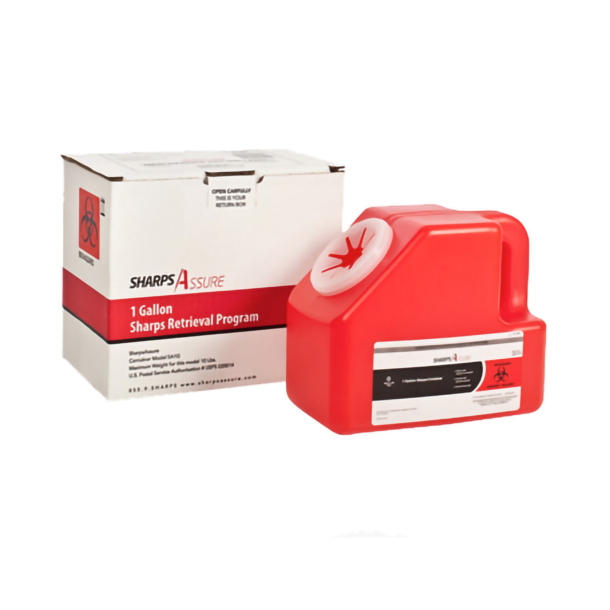 Sharps Assure Mail-Back Sharps Container, 1 Gallon, 9 x 5-1/2 x 7-3/10 ...