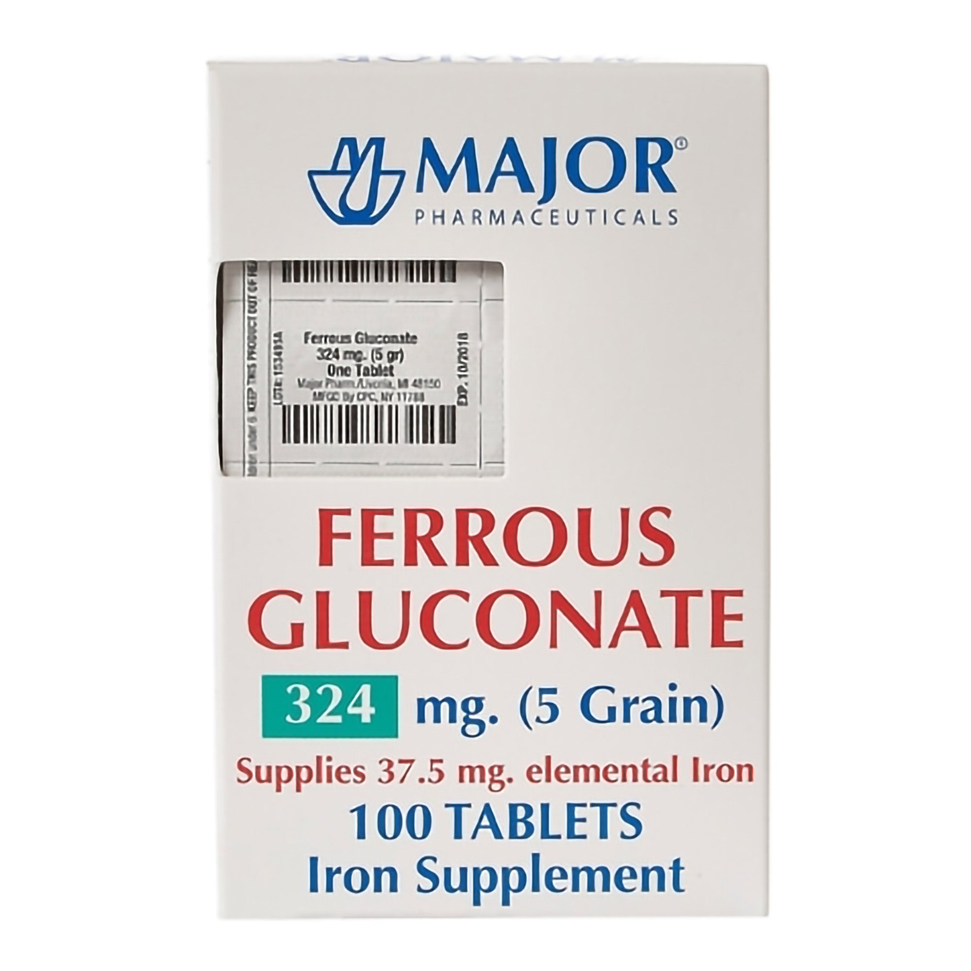 FERROUS GLUCONATE, TAB 324MG UD (100/BX) – Medical Supply HQ